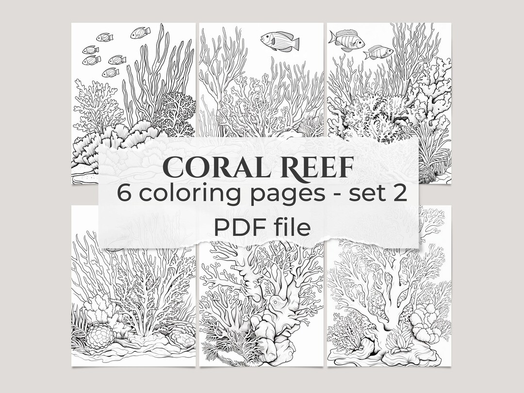 Coral Reef Coloring Book: Ocean Animals, Fish, and Coral (digital ...