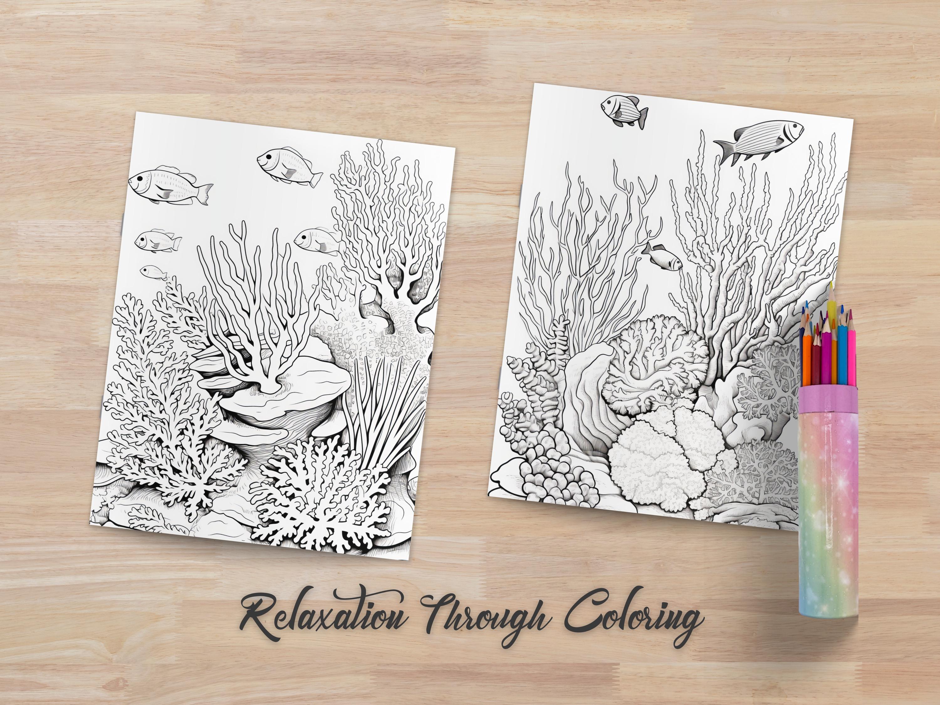 Relaxing Coral Reef Coloring Book - Instant Download - Animals Coloring ...
