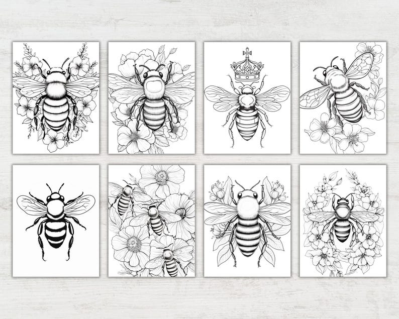 Bumble Bee Coloring Book | Cozy Nature Printable for Relaxation (PDF ...