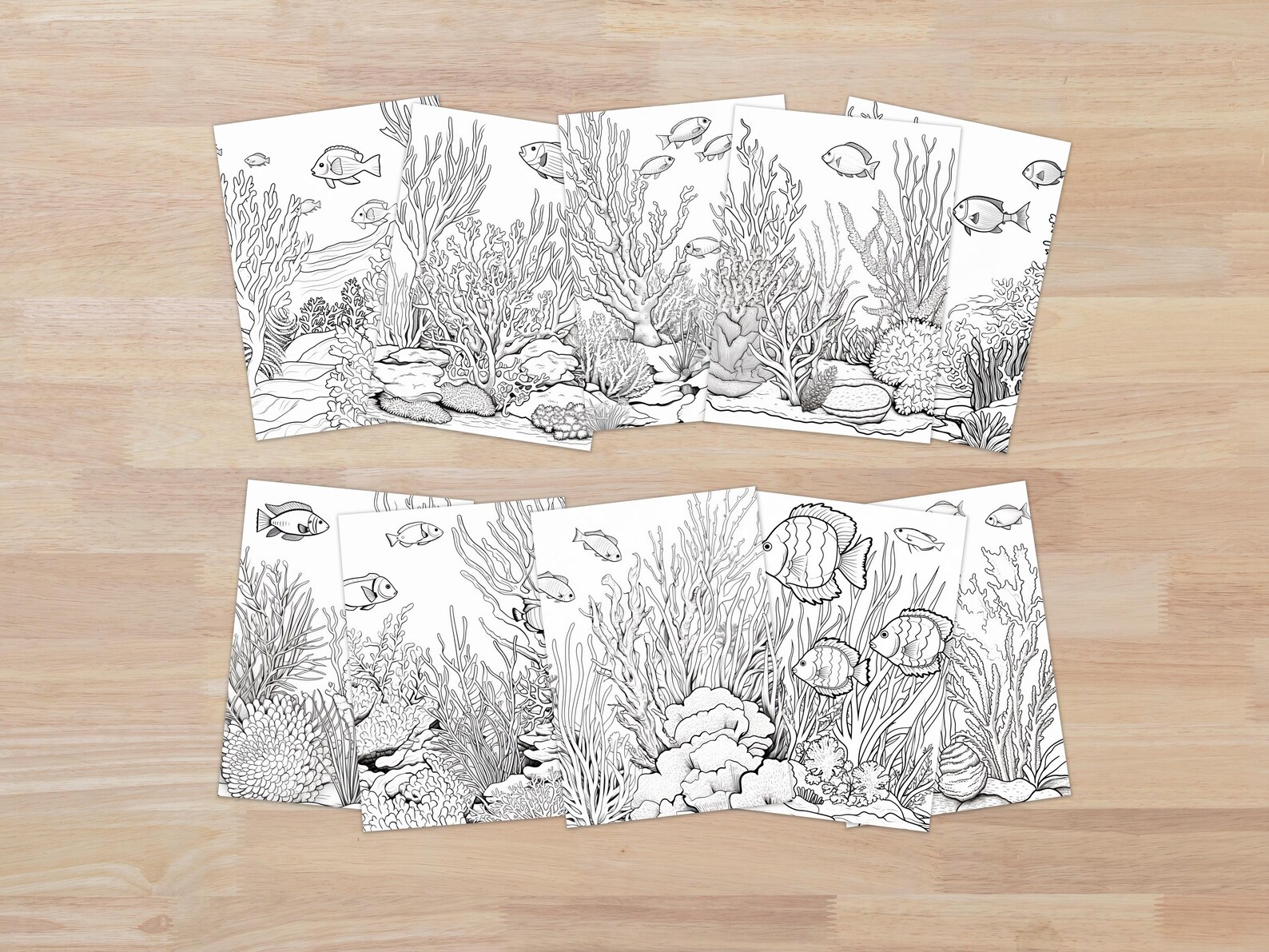 Relaxing Coral Reef Coloring Book Instant Download Animals Coloring ...