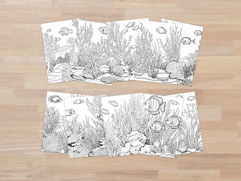 Relaxing Coral Reef Coloring Book - Instant Download - Animals Coloring ...