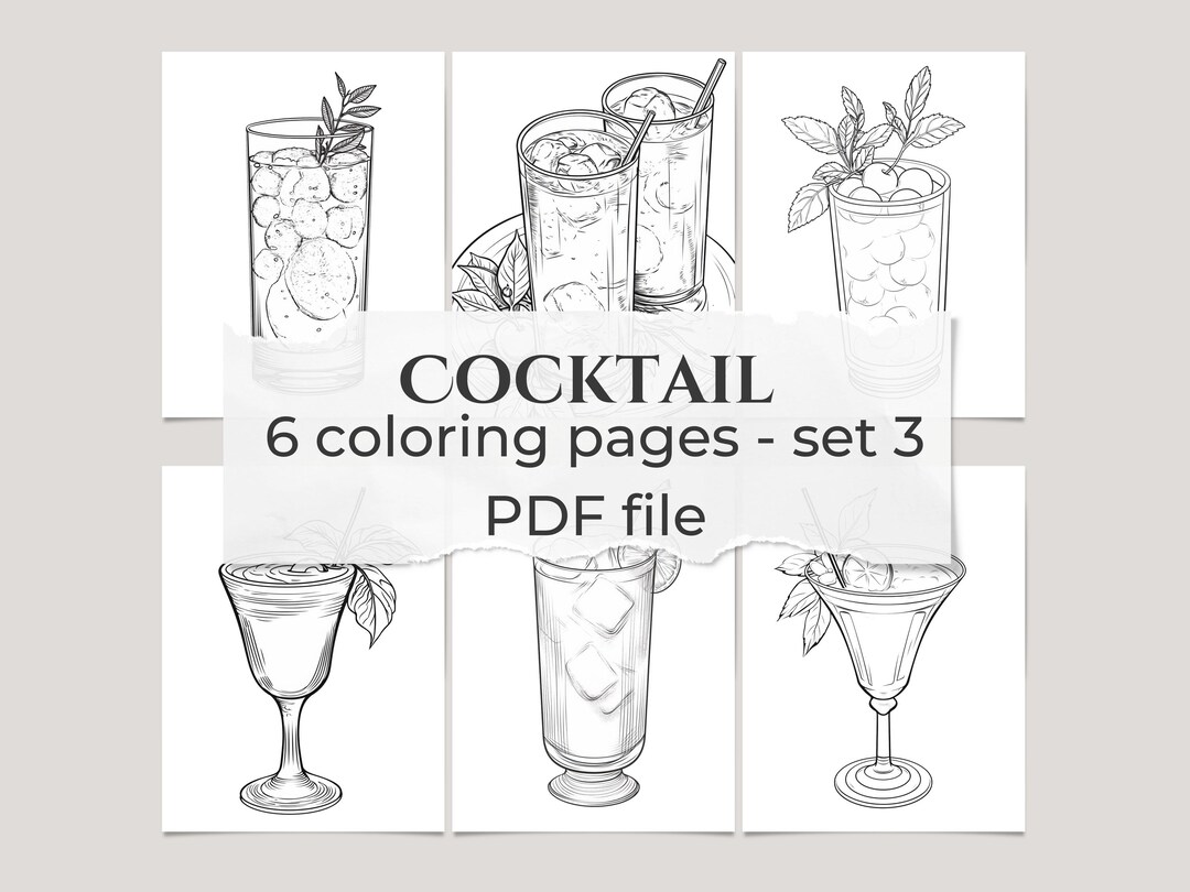 Cocktail Coloring Pages - Printable Coloring - Adult Coloring Page ...