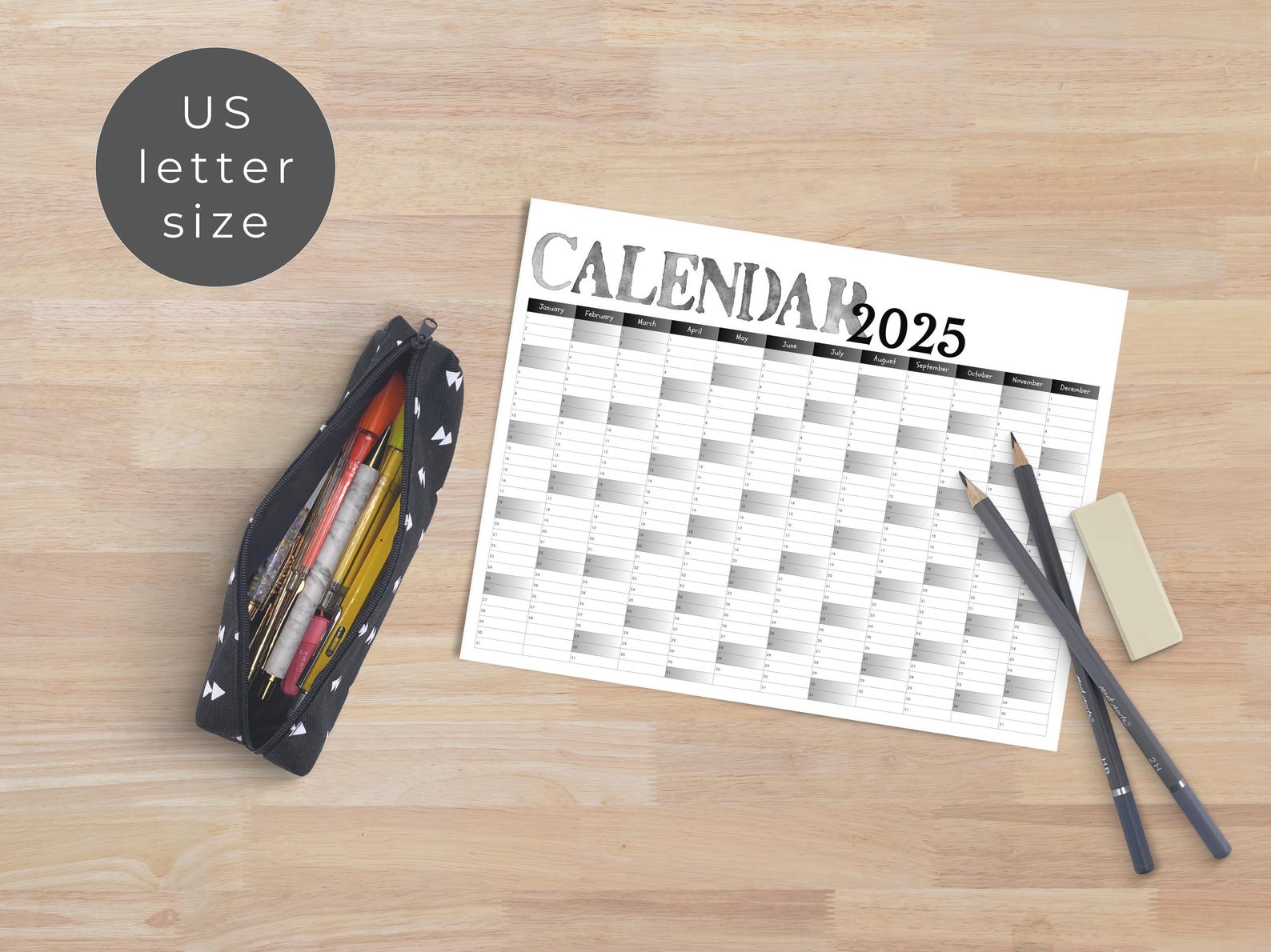 2025 Yearly Planner: Minimalist One-page Calendar (printable PDF) - Etsy