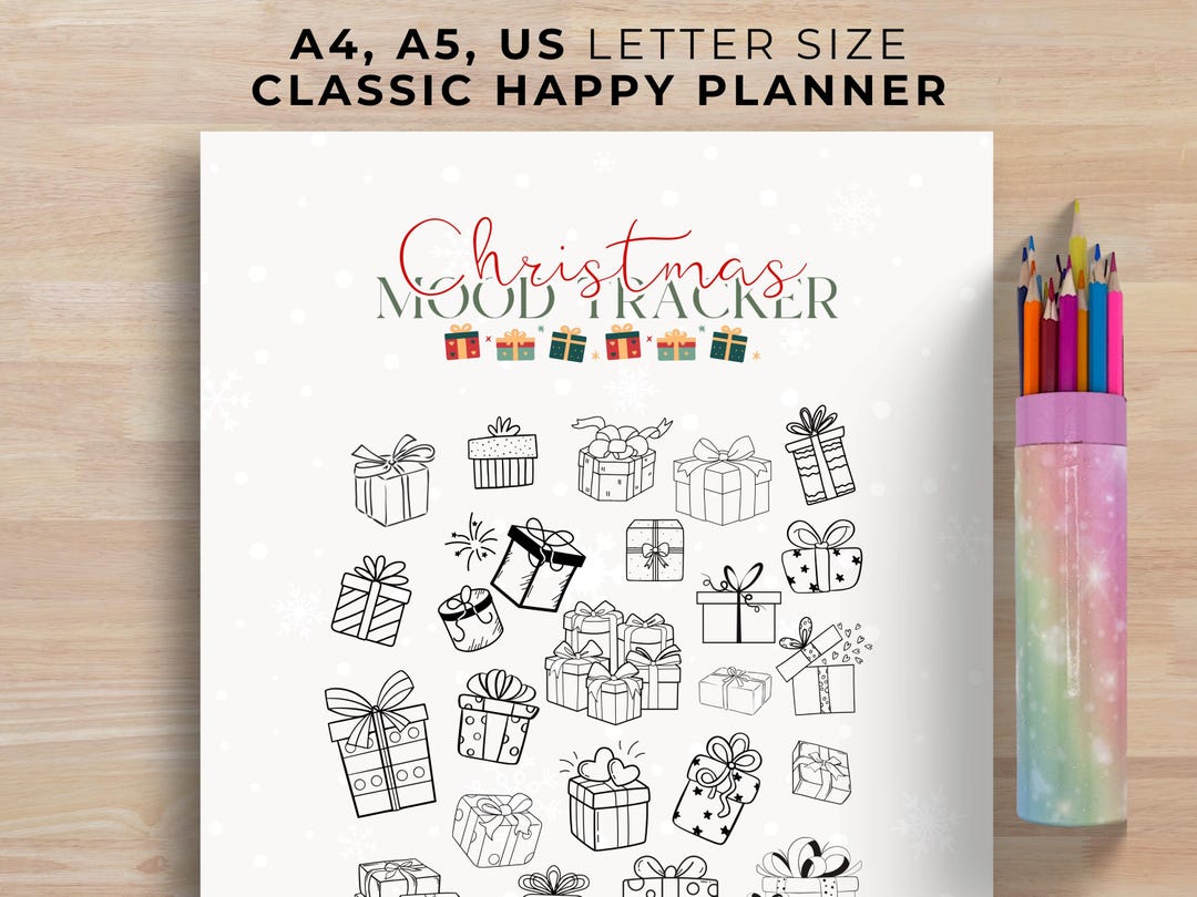 Christmas Mood Tracker Printable Journal Page Happy Planner Winter Mood ...