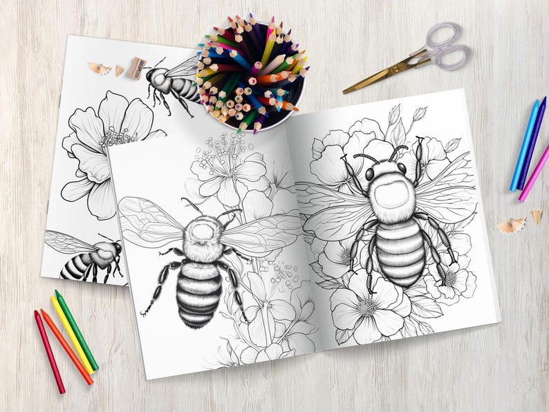 Bumble Bee Coloring Book | Cozy Nature Printable for Relaxation (PDF ...