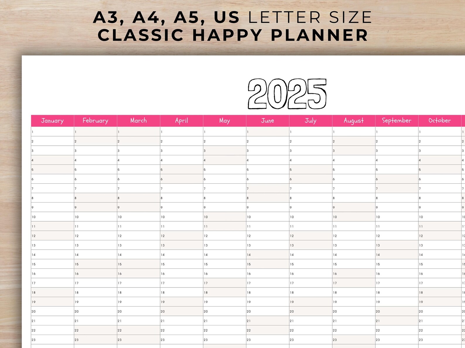 2025 Yearly Planner on 1 Page - Minimalist Design - Printable PDF ...
