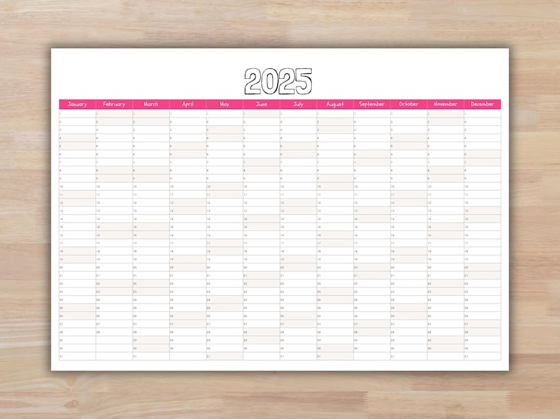 2025 Yearly Planner on 1 Page - Minimalist Design - Printable PDF ...