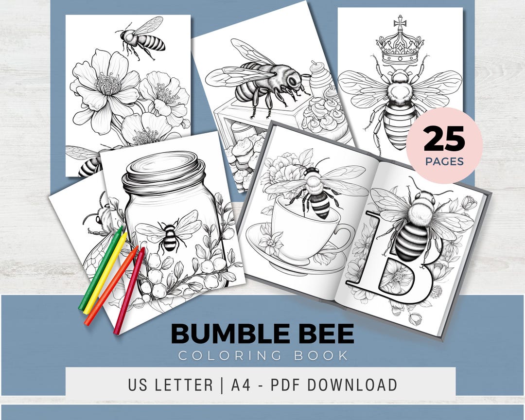 Bumble Bee Coloring Book | Cozy Nature Printable for Relaxation (PDF ...