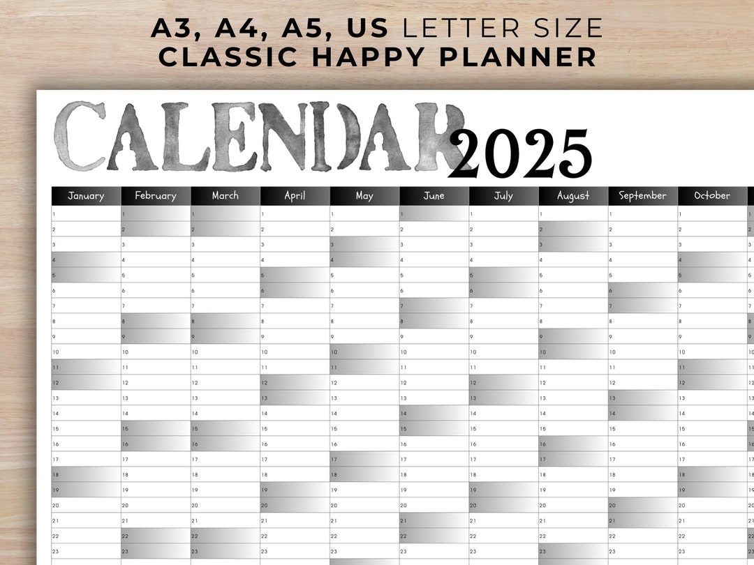 2025 Yearly Planner on 1 Page - Minimalist Design - Printable PDF ...