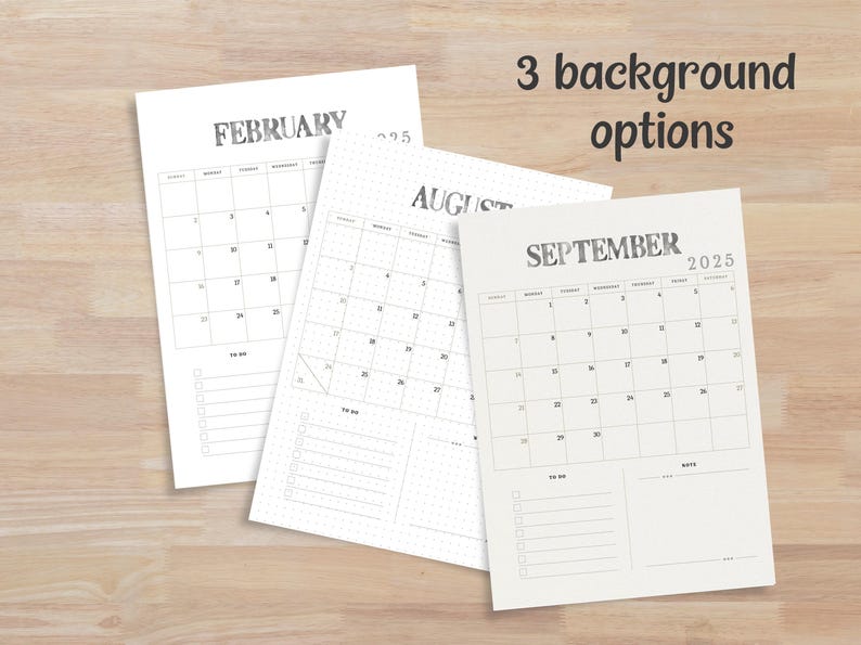 2025 Monthly Calendar Printable - Minimalist Design With Notes and to ...
