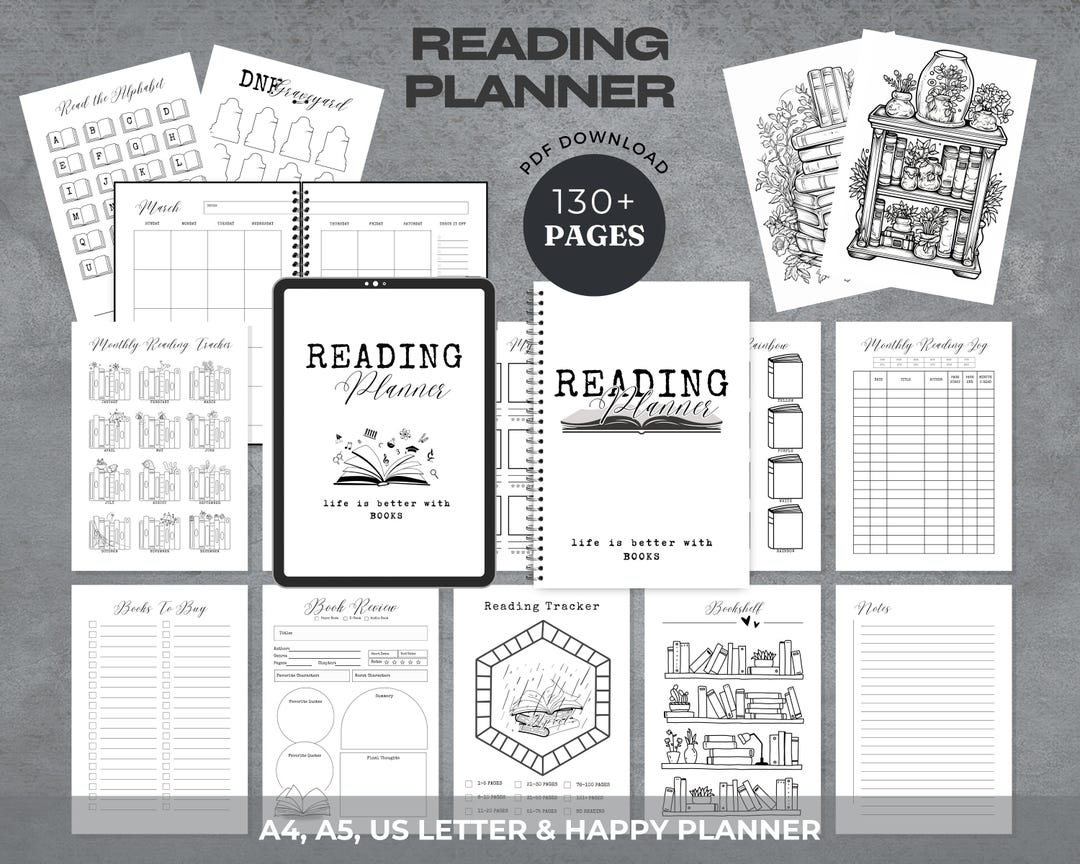 Printable Reading Planner: Minimalist Book Review Template (digital ...