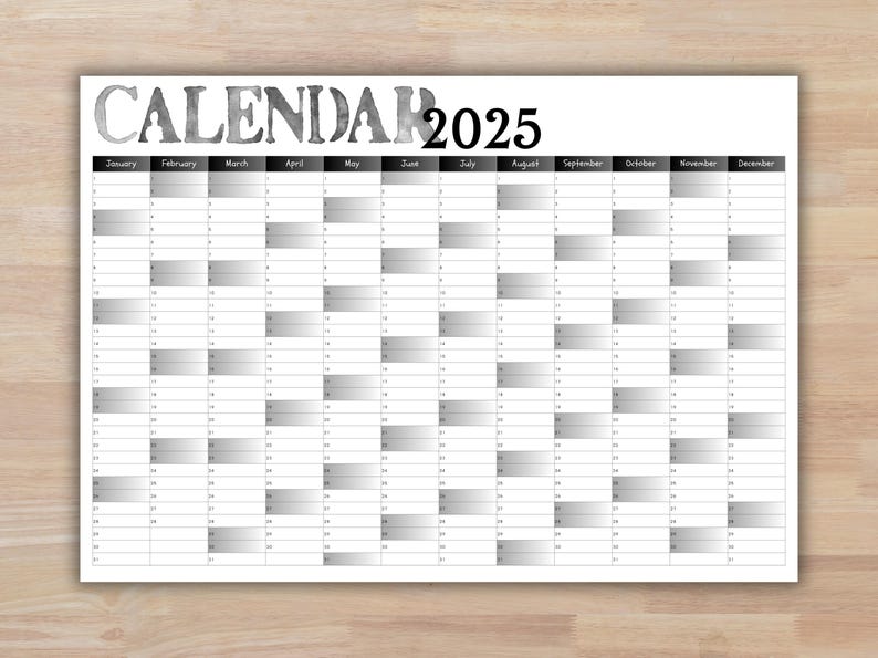 2025 Yearly Planner on 1 Page Minimalist Design Printable PDF Perfect ...