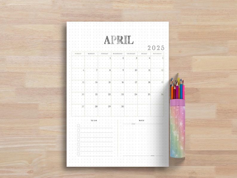 2025 Monthly Calendar Printable - Minimalist Design With Notes and to ...
