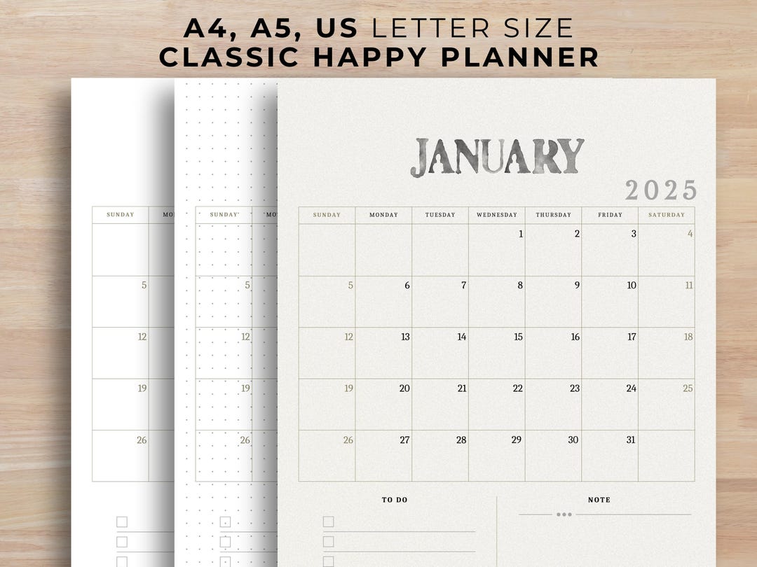 2025 Monthly Calendar Printable - Minimalist Design With Notes and to ...