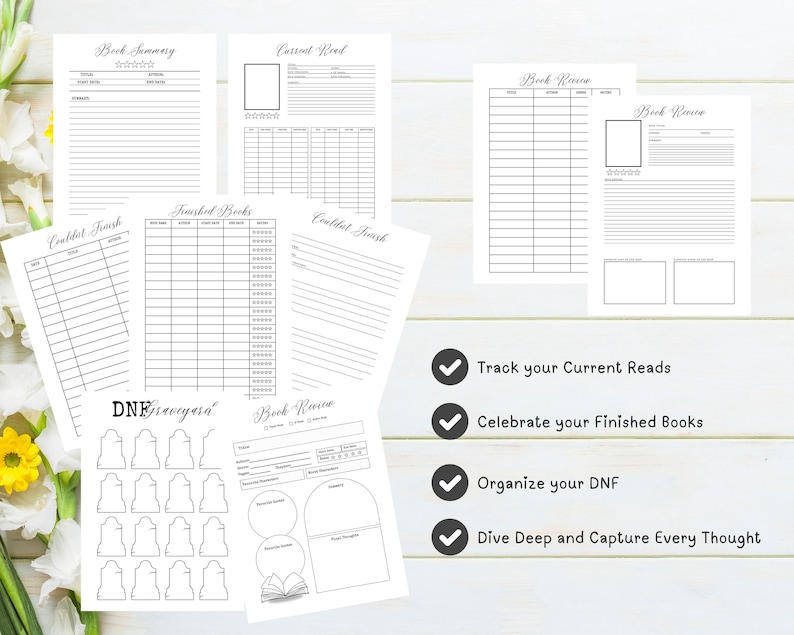 Printable Reading Planner: Minimalist Book Review Template (digital ...