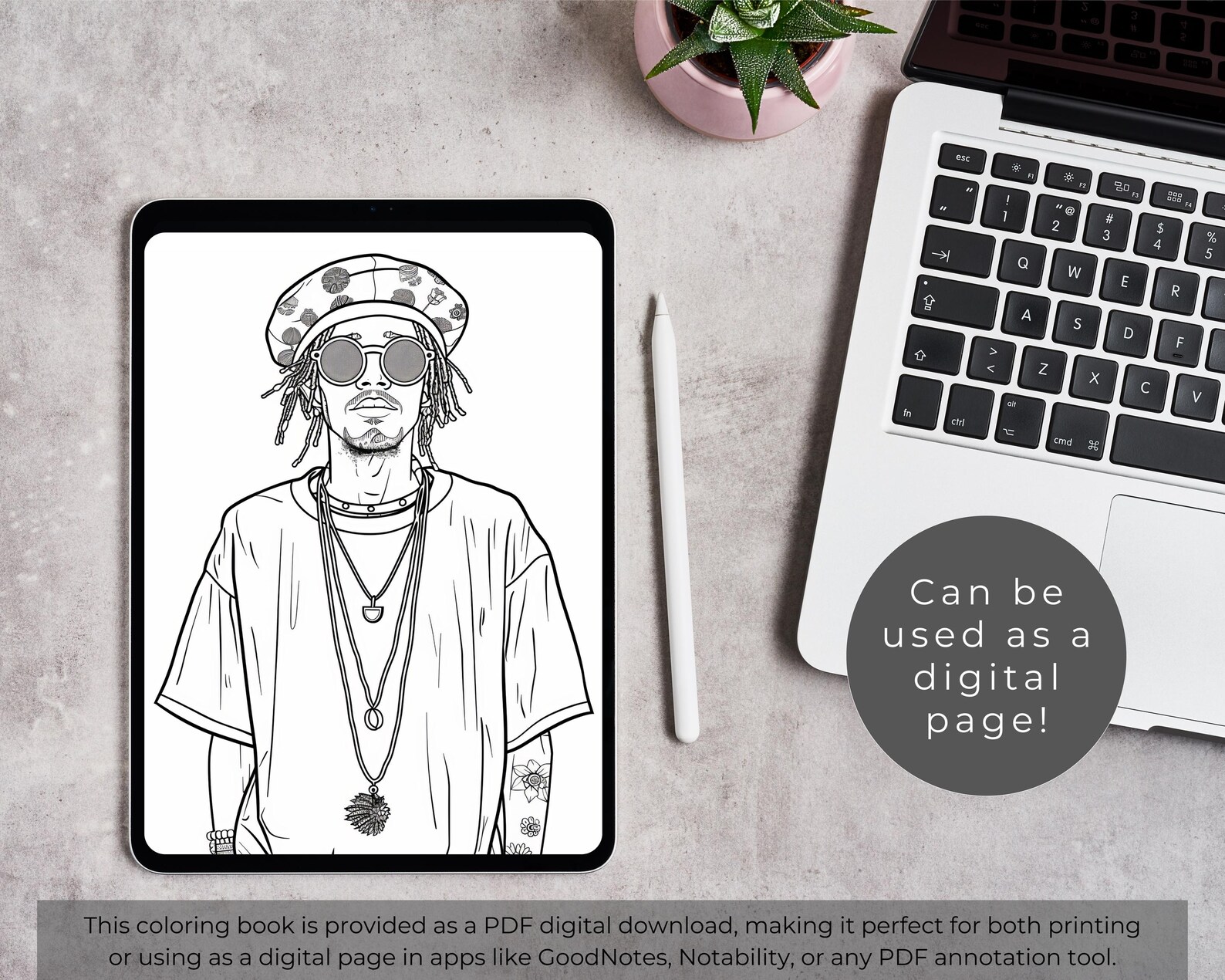 70s Retro Coloring Pages for Adults - 35 Groovy Designs - Stress Relief ...