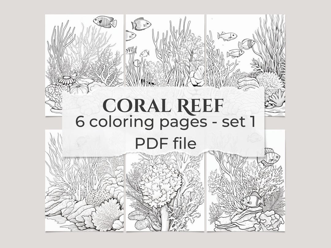Relaxing Coral Reef Coloring Book - Instant Download - Animals Coloring ...