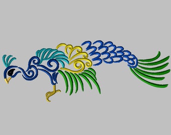 Peacock Machine Embroidery Design in 3 Sizes - Etsy
