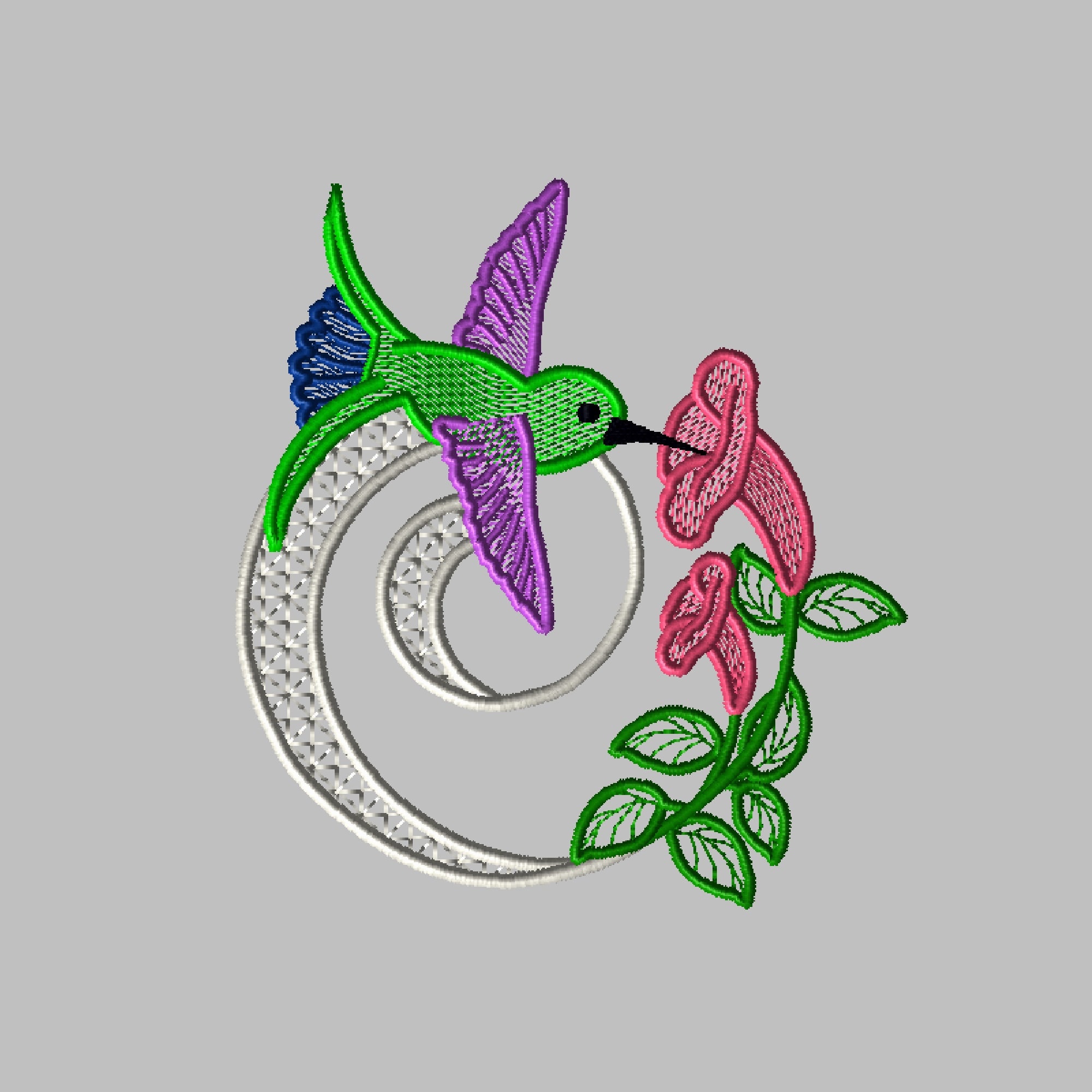 Machine Embroidery Design- Hummingbird Colorline #03 With 3 Sizes ...