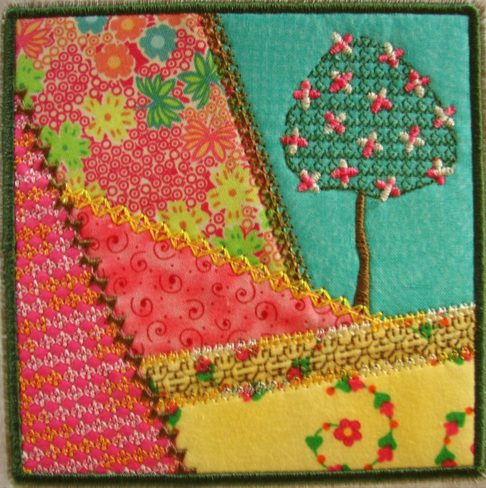 Machine Embroidery Design-ith-crazy Quilt Block-cherry Tree - Etsy