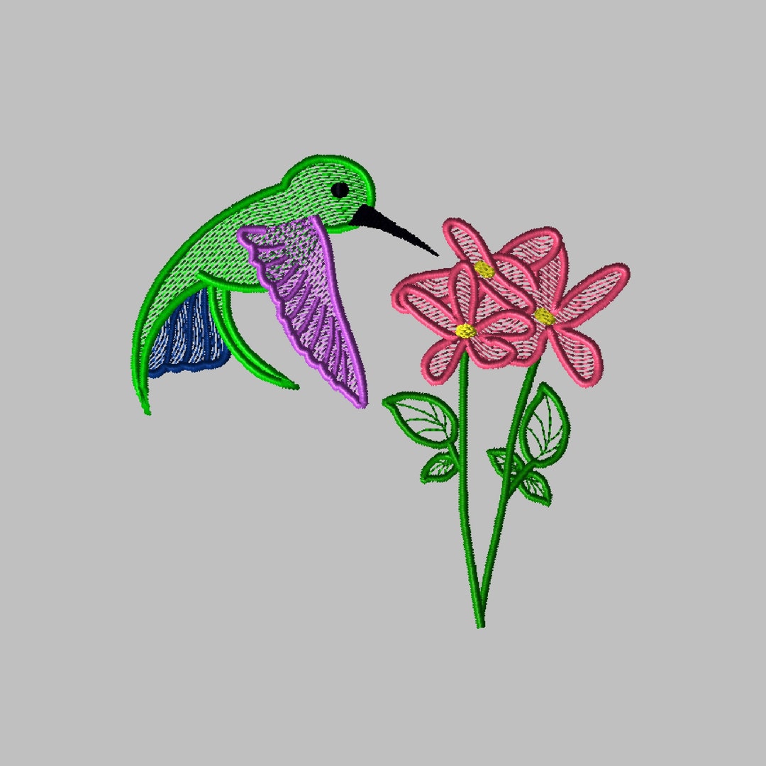 Machine Embroidery Design- Hummingbird Colorline #09 With 3 Sizes ...