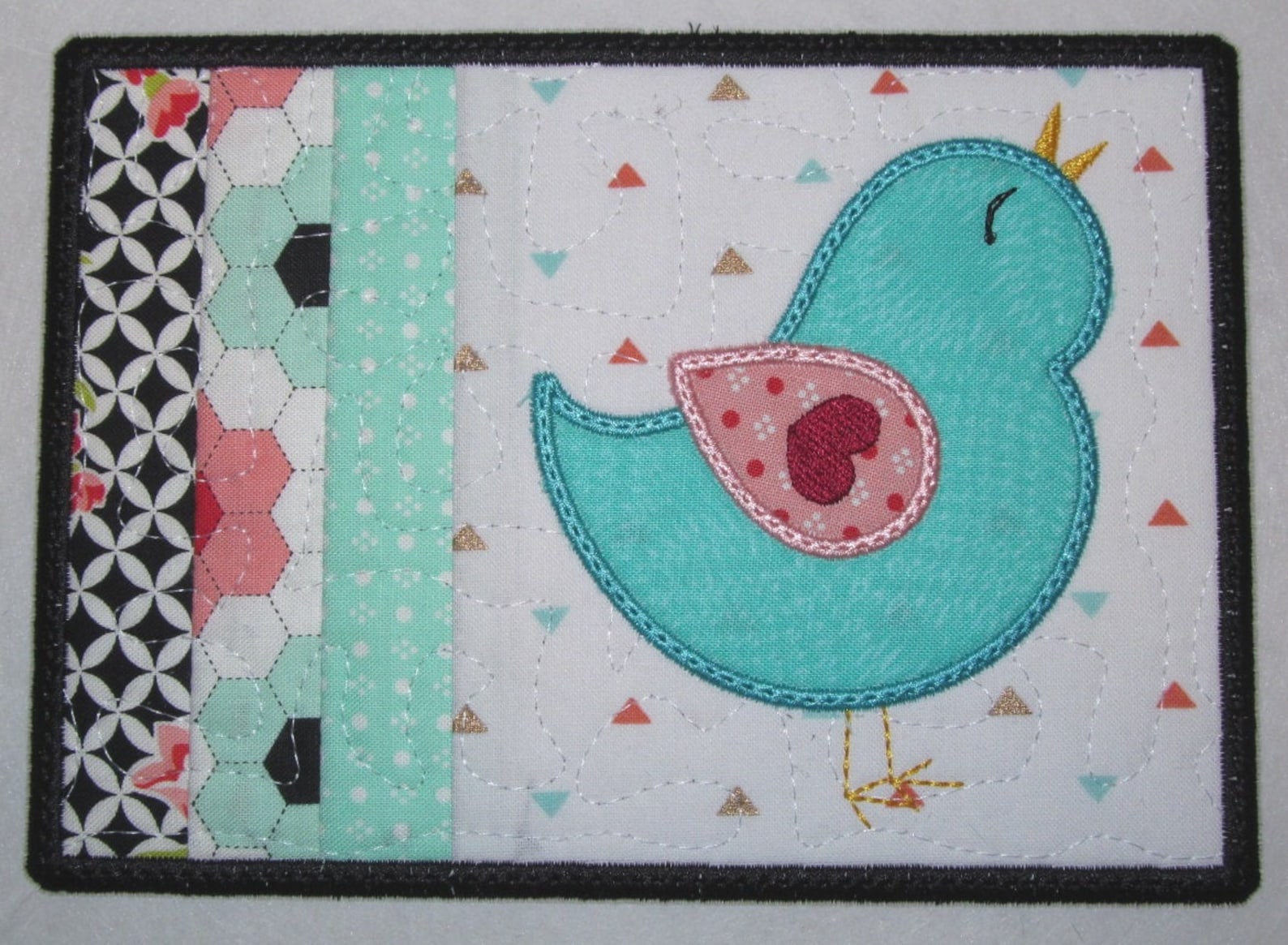 Machine Embroidery Design-ith-mug Rug-applique' and Patchwork Bird With ...