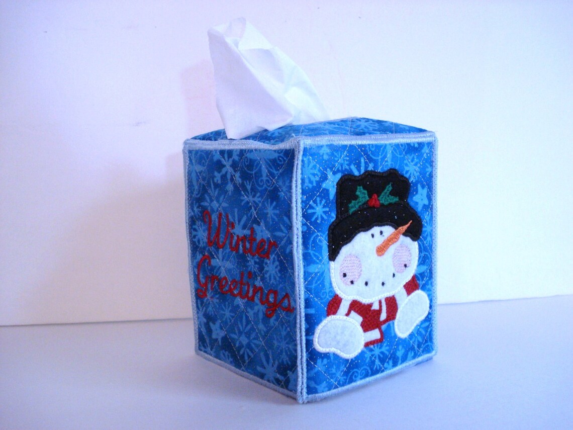 Machine Embroidery Design-in the Hoop-tissue Box Cover-applique Snowman ...
