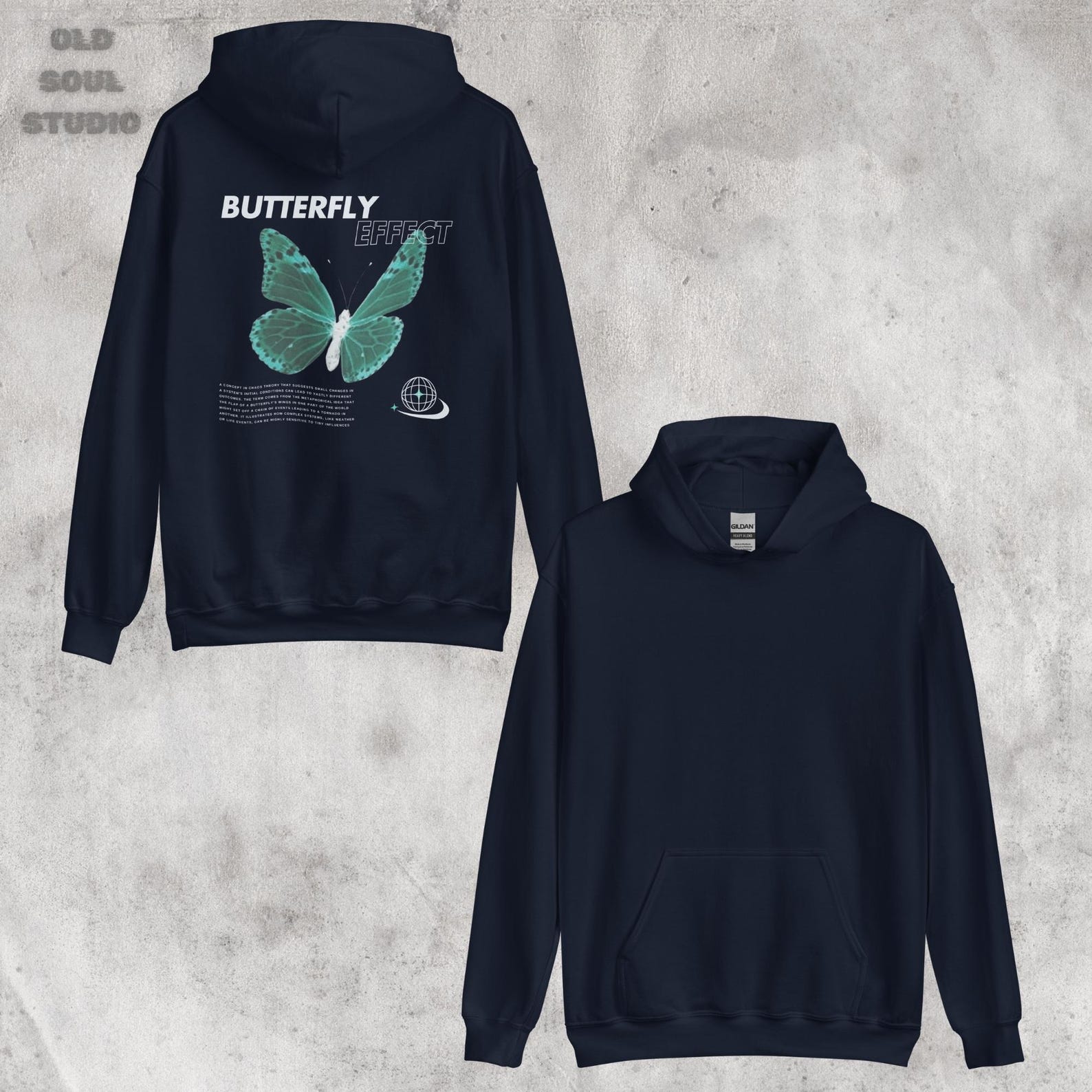 Butterfly Effect Hoodie, Y2K Hoodie, Green Butterfly Graphic Sweatshirt ...