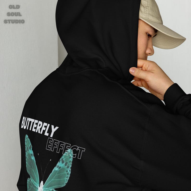 Butterfly Effect Hoodie, Y2K Hoodie, Green Butterfly Graphic Sweatshirt ...