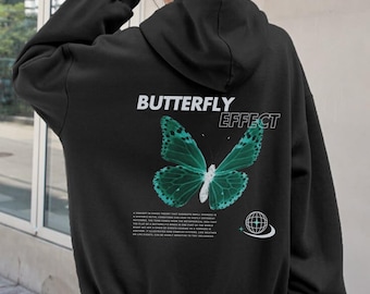 Butterfly Effect Hoodie, Y2K Hoodie, Pink Butterfly Graphic Sweatshirt ...