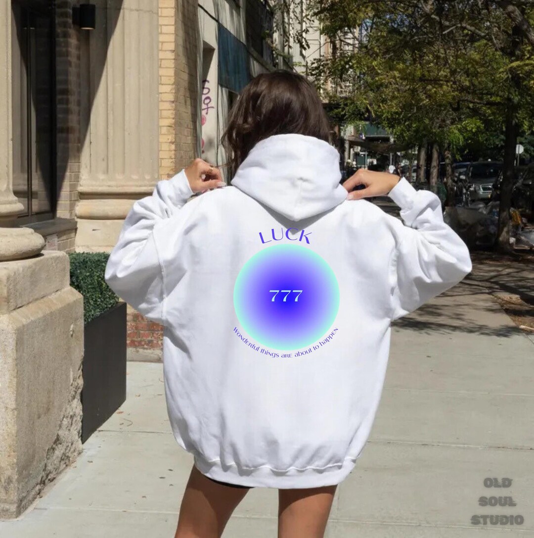 777 Angel Numbers Hoodie, Lucky Sweatshirt, Y2K Hoodie, Purple Aura Pullover, Streetwear Clothes ...