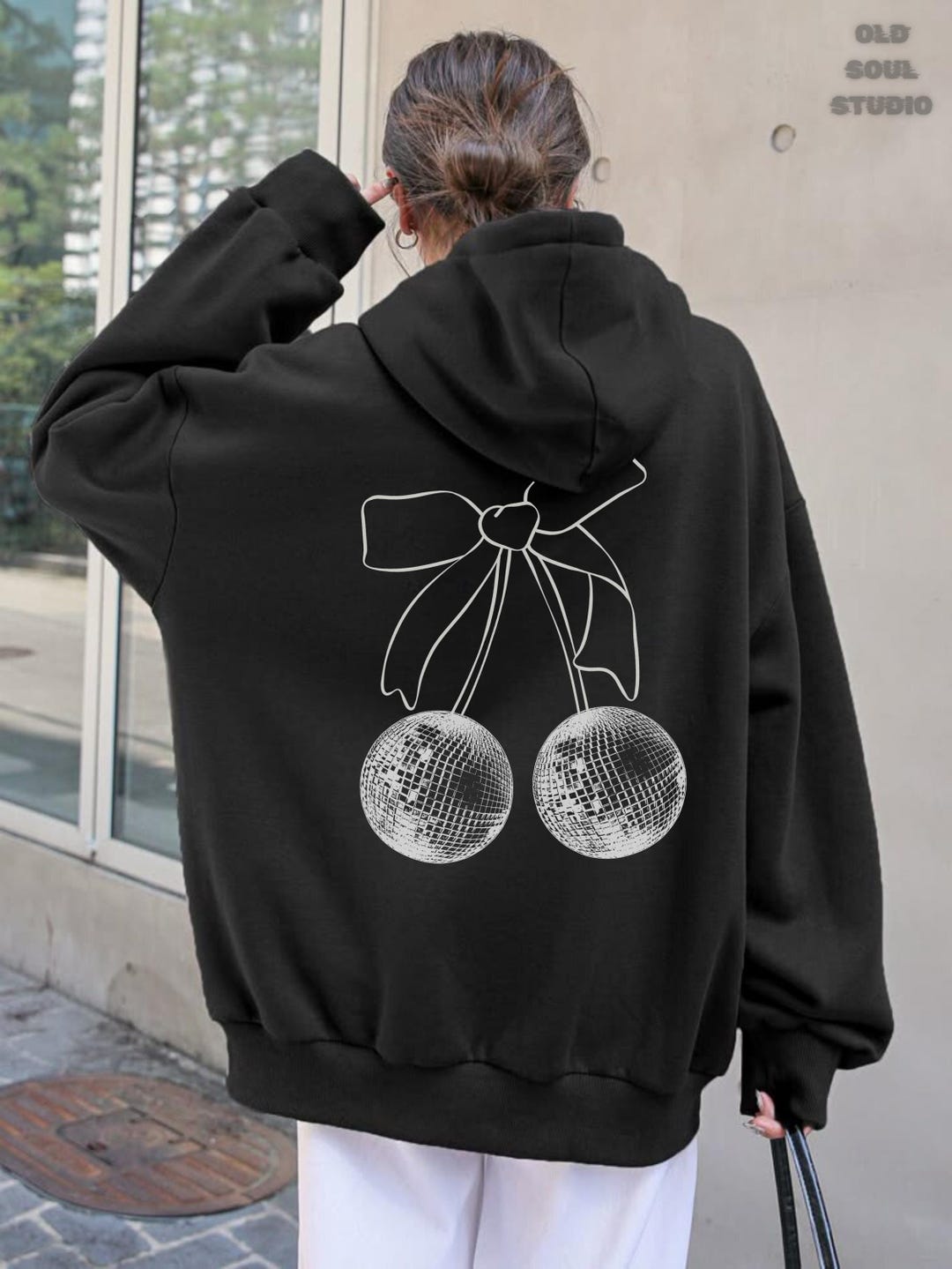 Y2K Disco Ball Cherries Hoodie, Y2k Hoodie, Retro Mirrorball Sweatshirt ...