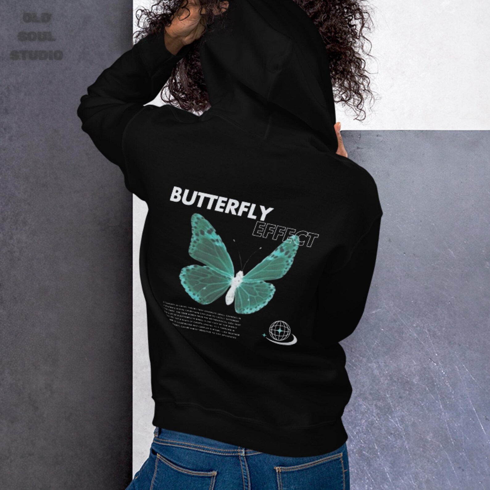 Butterfly Effect Hoodie, Y2K Hoodie, Green Butterfly Graphic Sweatshirt ...