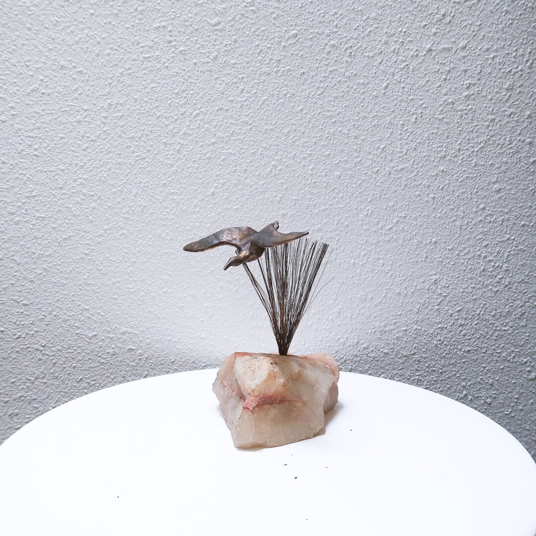 Signed Curtis C. Jere Brass Bird in Flight Stone Rock Sculpture - Etsy