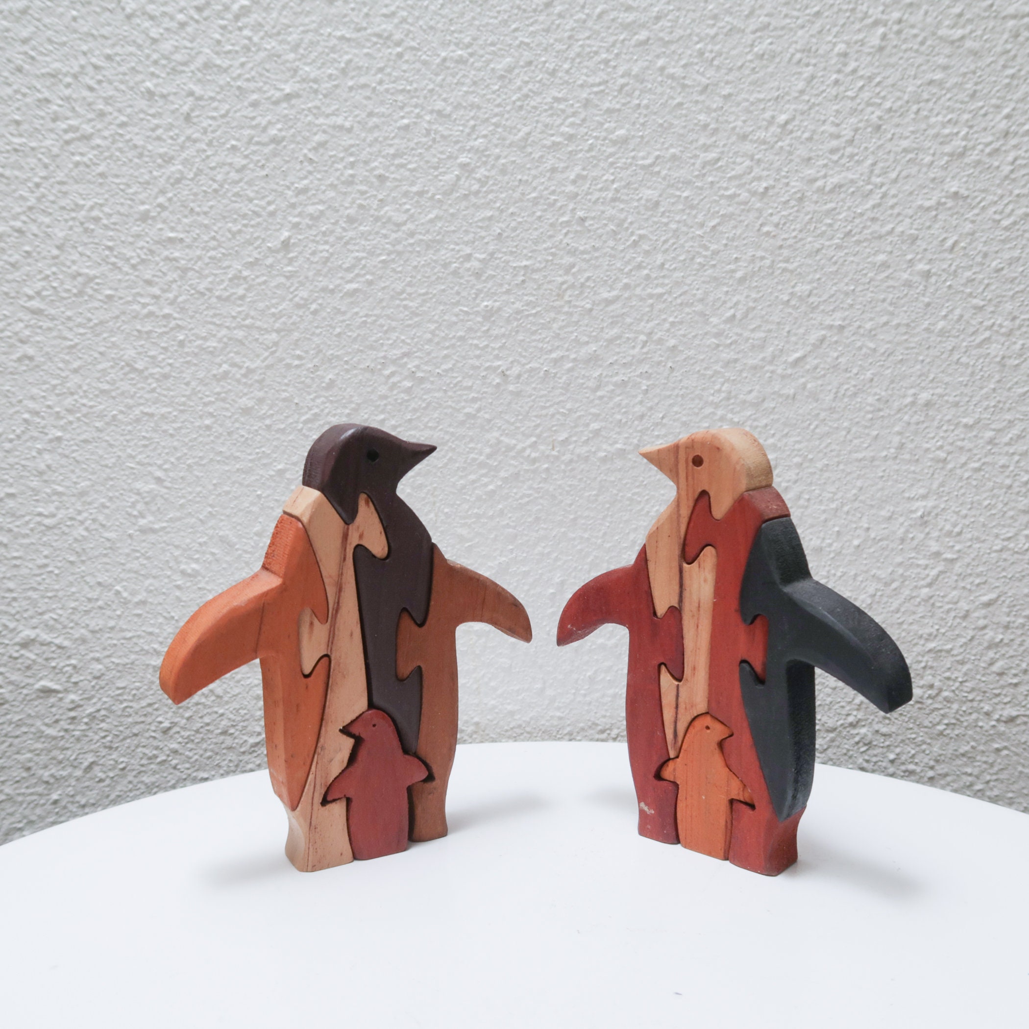 Wooden figural penguin puzzle pair | Etsy