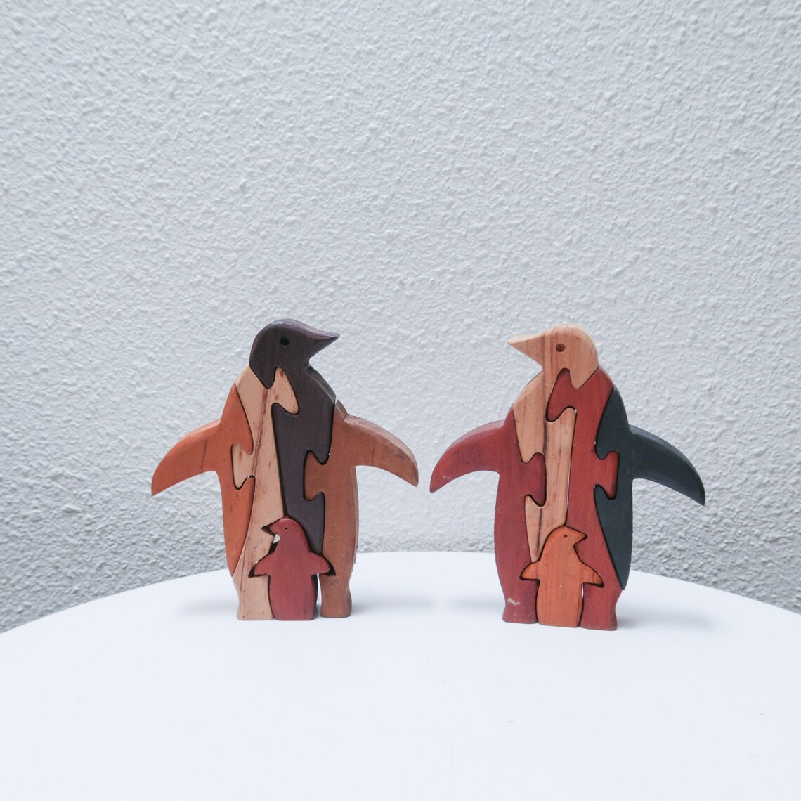 Wooden figural penguin puzzle pair | Etsy