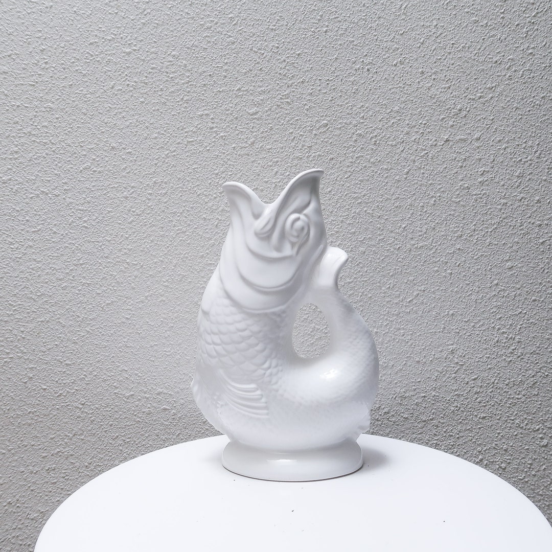 XL White Ceramic Gluggle Fish Jug by Wade England - Etsy