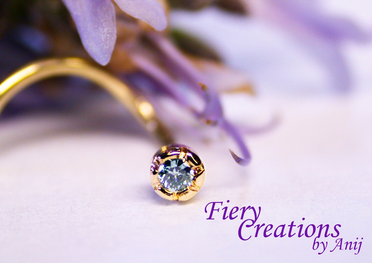 Nose Screw / Tragus Stud Baby Bud Fancy Bezel | Etsy