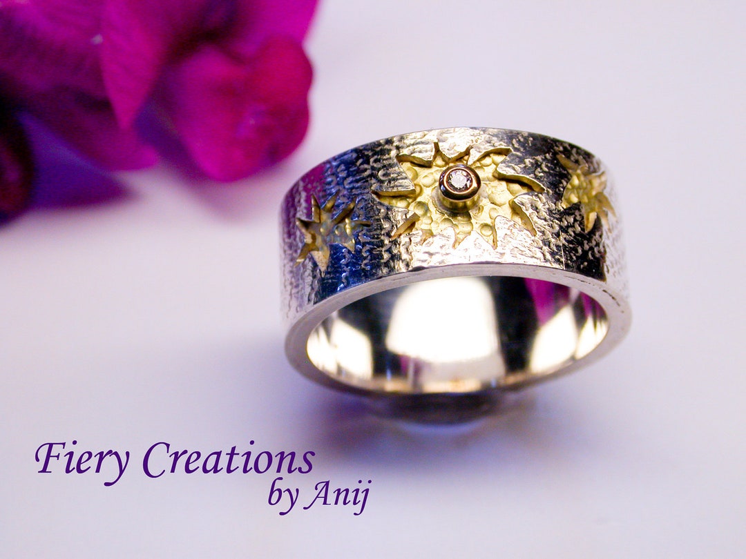 Ring - "lemmings" - Sterling Silver, 18k Yellow Gold, Brillant Cut ...
