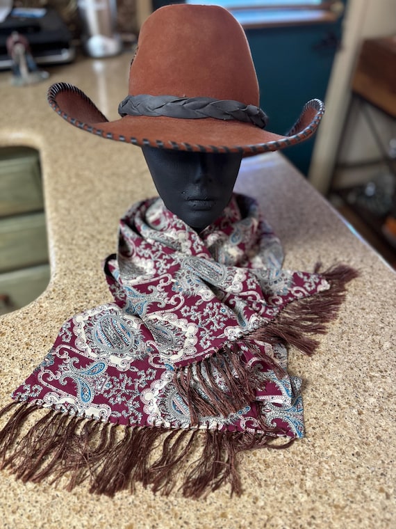Vintage Ascot Scarf: Hand-Strung Fringe Cowboy Bandan… - Gem