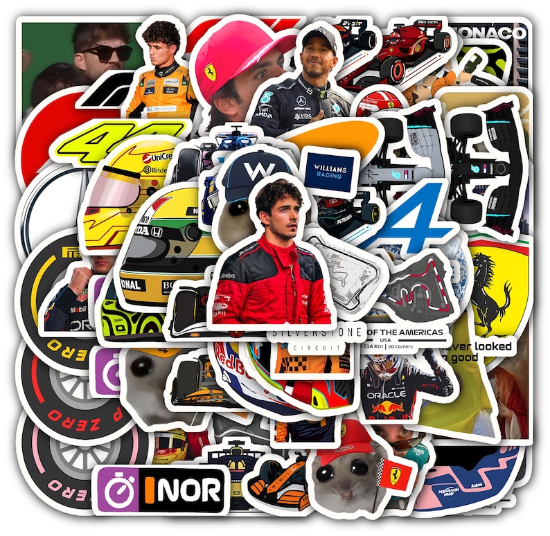 Formula Racing Car Stickers Sheet- Vinyl Decals for Laptop, Water ...