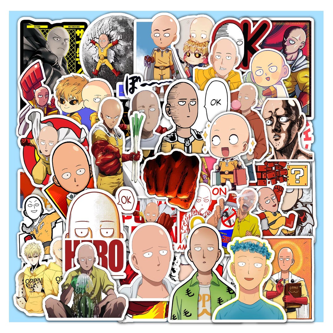 One Punch Man Stickers Sheet | Waterproof Vinyl Decals 40 Piece - Etsy