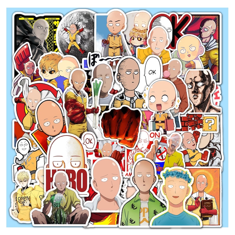 One Punch Man Stickers Sheet | Waterproof Vinyl Decals 40 Piece - Etsy