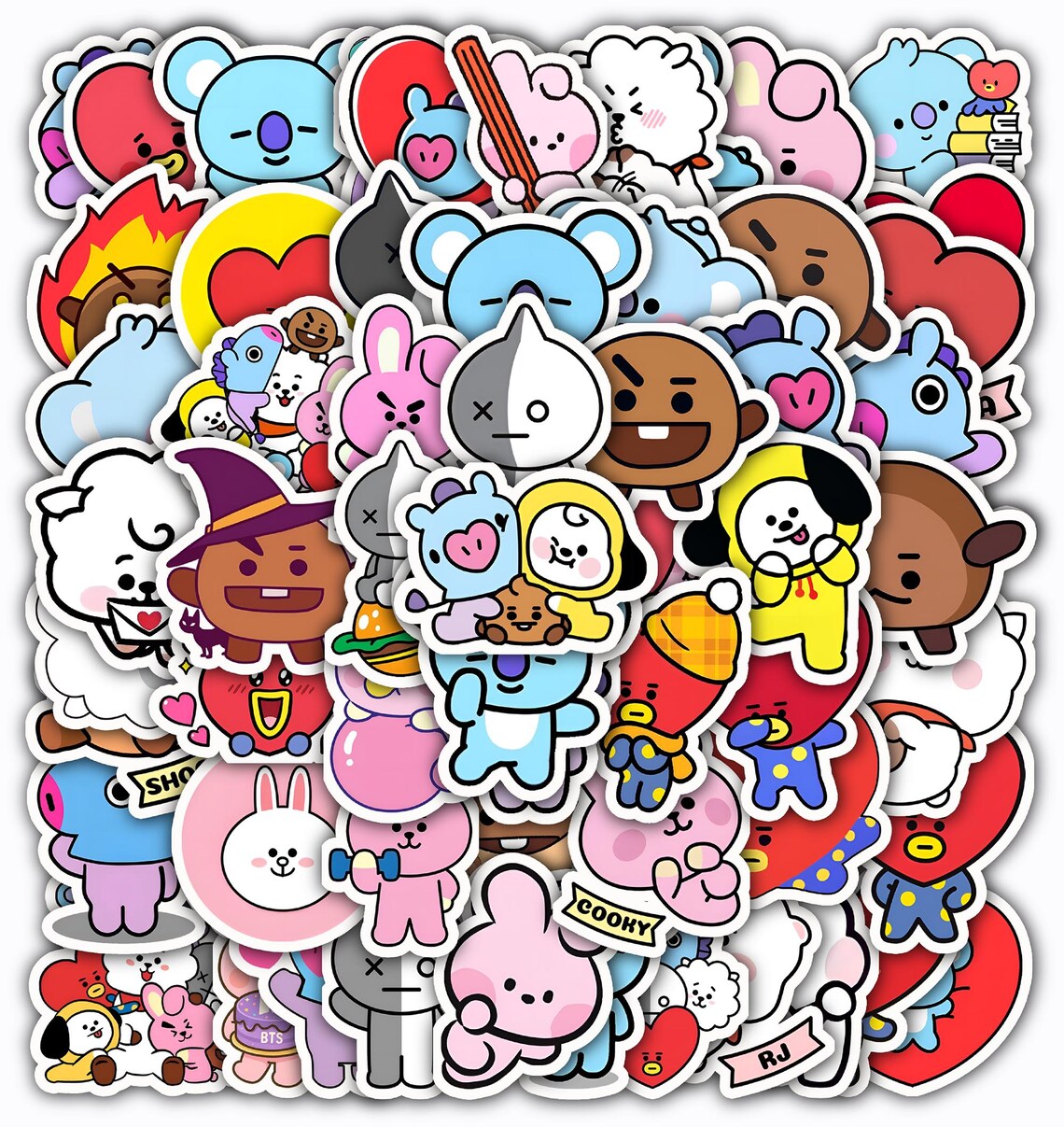 BT Character 21 Sticker Sheet -k-pop Army Decor, Vinyl Decals for ...