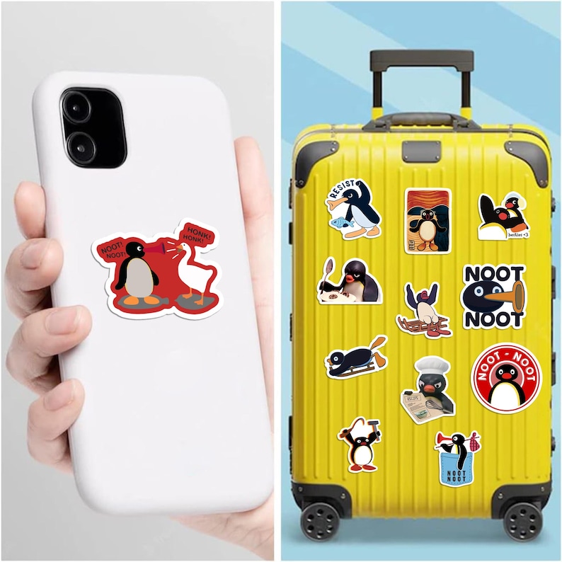 Pingu Meme Stickers Sheet– Waterproof Vinyl Decals for Laptops, Water ...
