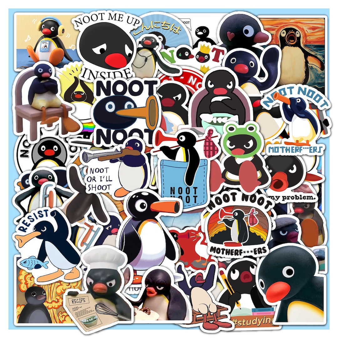 Pingu Meme Stickers Sheet– Waterproof Vinyl Decals for Gifts 40 Pieces ...