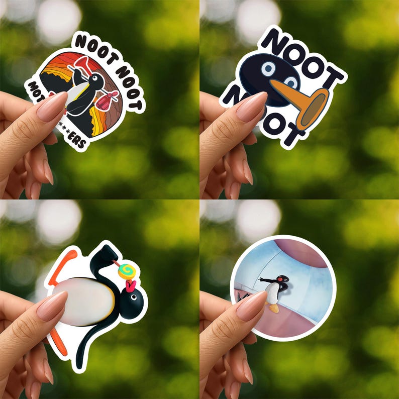 Pingu Meme Stickers Sheet– Waterproof Vinyl Decals for Gifts 40 Pieces ...