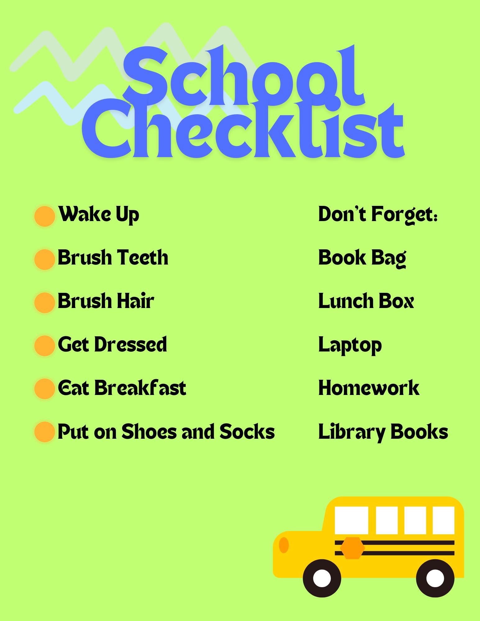 Boy School Checklist - Etsy
