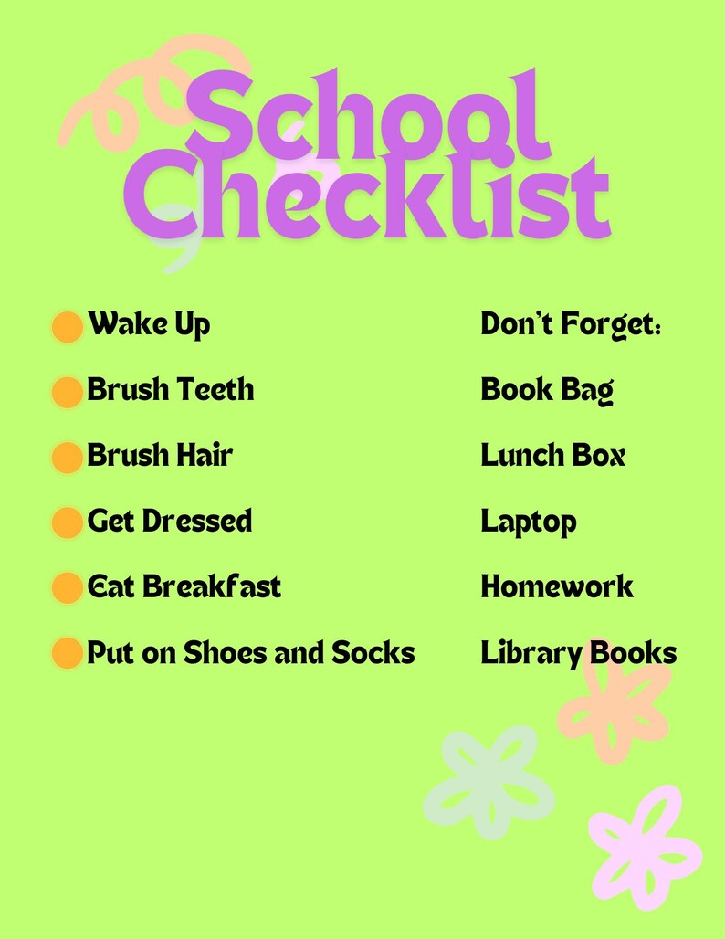 Girly Pop School Checklist - Etsy