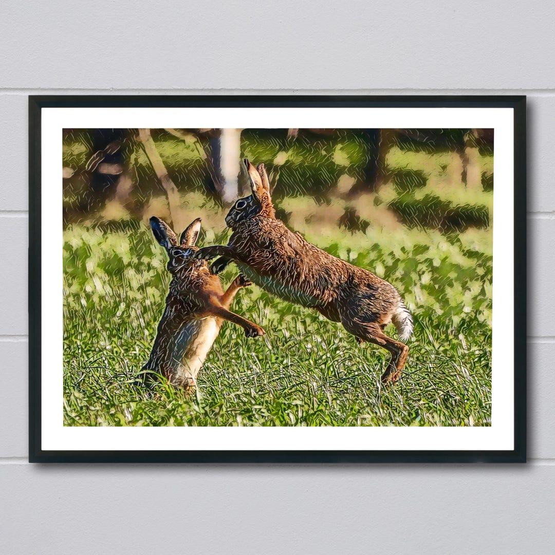 Printable Playful Hares Wall Art Print Living Room Prints Digital ...